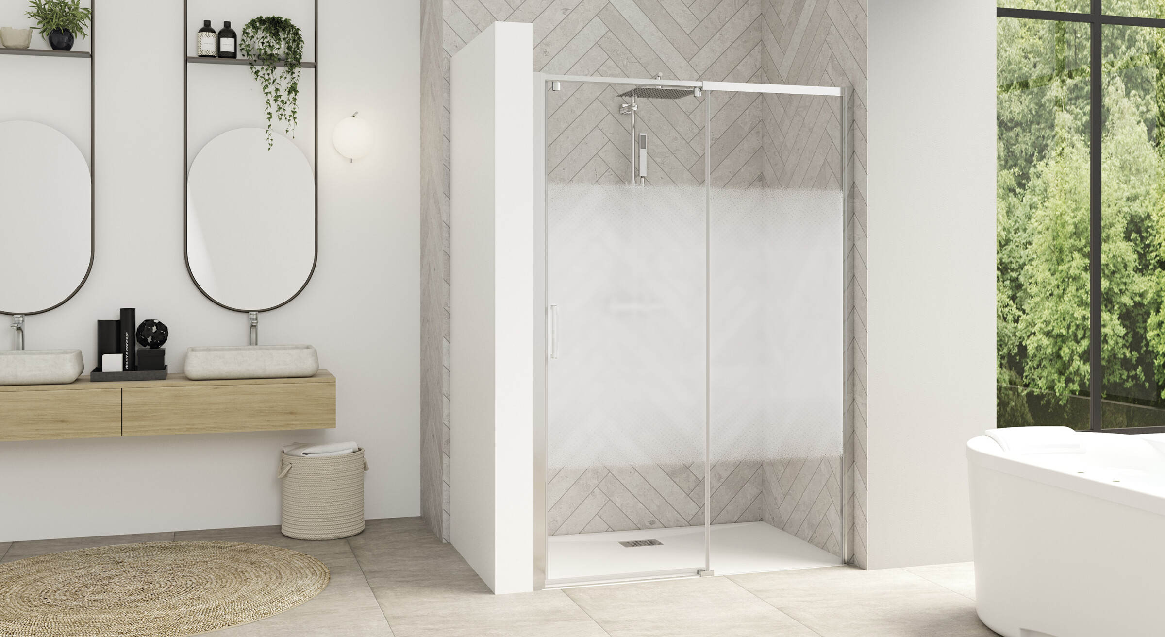 Smart Design C Extensible sans seuil – Paroi avec 1 volet coulissant | Kinedo