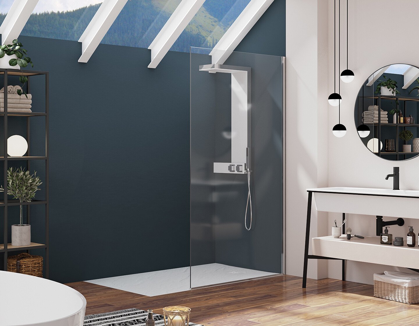 Walk-in essentiels : Parois de douche fixes pour douches ouvertes | Kinedo